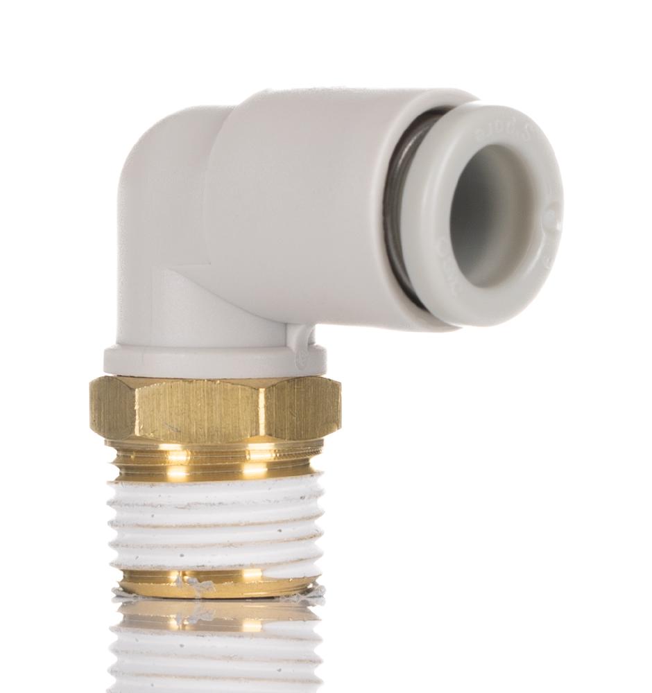 บริษัท แม็กเทค ซิสเต็ม จำกัด : จำหน่าย KQ2L06-01AS : SMC KQ2 Series Elbow Threaded Adaptor, R 1/8